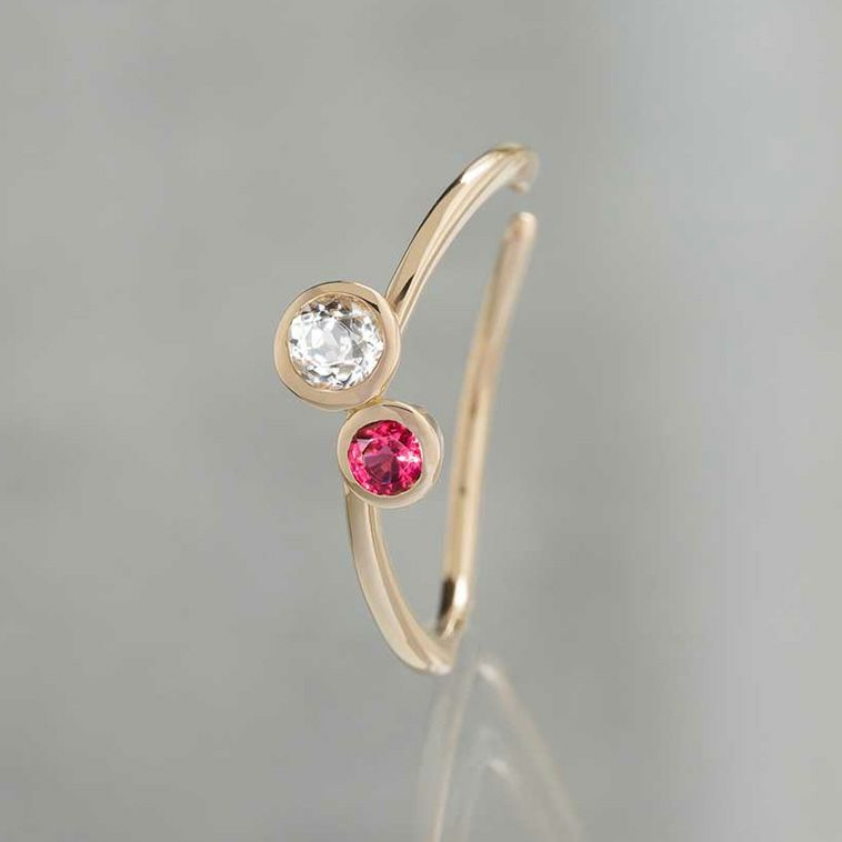 Danburite × Red spinel ear cuff ring /ダンビュライト、レッドスピネル. | Hariqua-パワー ...