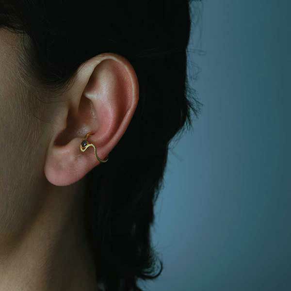 Obsidian ear cuff ring /オブシディアン. | Hariqua-パワーストーンジュエリー-